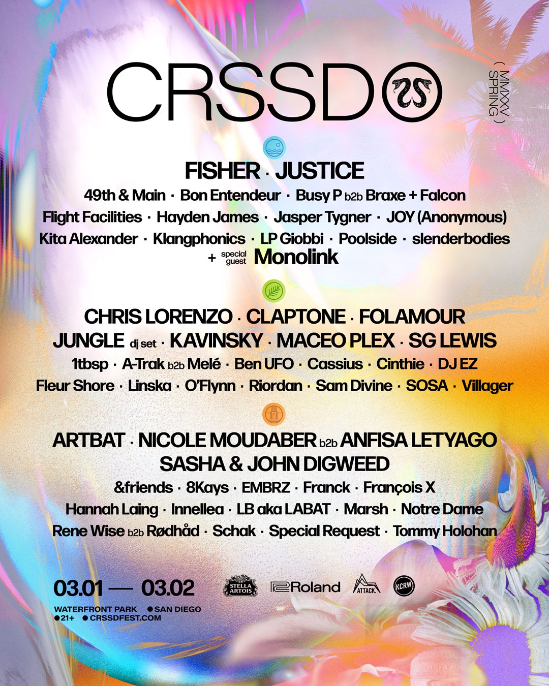 Lineup Spring 25 - CRSSD ‡ Festival Spring '25